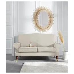 2-Sitzer Home Affaire "Rennes", beige (creme uni), B:160cm H:90cm T:93cm, Samtoptik (100% Polyester);Baumwollmix (50% Baumwolle, 50% Polyester), Sofas, in Samtoptik oder Baumwoll-Mix