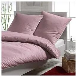 Bettw&auml;sche Elegante "Hamburger Streifen", rot (bordeaux), B/L: 135cm x 200cm, 1 Stk., 1 Stk., Mako-Satin, B/L: 80cm x 80cm, 2 Stk., Mako-Satin, Obermaterial: 100% Baumwolle, Bettw&auml;sche, Bettw&auml;sche, angenehmes Hautgef&uuml;hl
