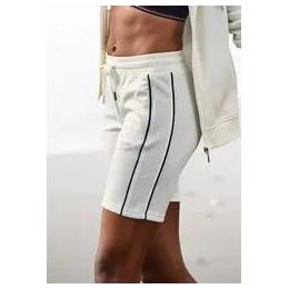 H.I.S. Bermudas H.I.S, Damen, Gr. 44/46, N-Gr, beige (ecru), Interlock, Obermaterial: 60% Baumwolle, 40% Polyester, bestickt, unifarben, Basic, bequem kniefrei, Hosen Bermudas, mit Eingrifftaschen