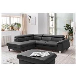 Ecksofa COTTA "Komaris L-Form, B: 249 cm", schwarz, B:249cm H:72cm T:100cm, Microfaser PRIMABELLE (100% Polyester);Kunstleder SOFTLUX;Feinstruktur (100% Polyester);Kunstleder SOFTLUX/Struktur (100% Polyester);NaturLEDER, Sofas, Ecksofa, mit Kopfteilverstellung, optional Bettfunktion, Bettkasten & Licht