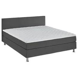 Boxbett "Edison", grau, B:180cm L:209cm, Bezug Bett: Strukturstoff (65% Polypropylen, 35% Polyester), ATLANTIC HOME COLLECTION, Komplettbetten, Boxspringbett, inkl. Bonnellfederkern-Matratze und Topper