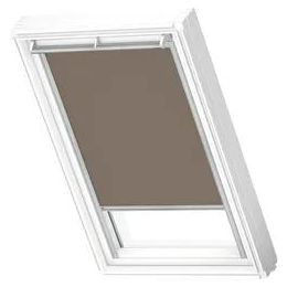 Verdunklungsrollo Velux "DKL SK08 4574S", braun (nougat, aluminium), SK08, stufenlos positionierbar, Aluminium, Polyester, Rollos, Verdunklungsrollo, alufarbene F&uuml;hrungsschienen & Griffleiste