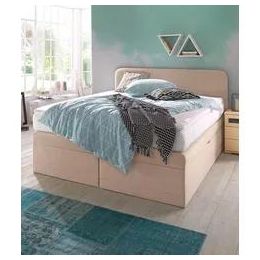 Boxspringbett, beige (dunkelbeige), B:105cm L:212cm, Box und Kopfteil: Microvelours (100% Polyester) oder Kunstleder (Polyurethan);Bezug der Obermatratze: 100% Polyester, Westfalia Schlafkomfort, Komplettbetten, Boxspringbett, wahlweise mit Bettkasten