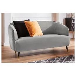 2-Sitzer Home Affaire "Oradea", grau (hellgrau), B:154cm H:78cm T:87cm, Samtoptik (100% Polyester), Sofas, mit eleganter Steppung auf R&uuml;ckseite der R&uuml;ckenlehne