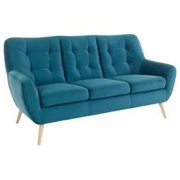 3-Sitzer exxpo - SOFA FASHION "Scandi, bequem, aufwendige R&uuml;ckenpolsterung f&uuml;r mehr Sitzkomfort", blau (t&uuml;rkis), B:187cm H:92cm T:92cm, Korpus: 100% PES;Luxus-Microfaser (100% Polyester), Sofas, aktuelle Farben in hochwertigen Bezugsqualit&auml;ten, Holzfu&szlig;