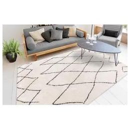 Hochflor-Teppich Calo-deluxe "Elvar-4000" Gr. 4, beige (elfenbeinfarben), B:160cm H:27mm L:230cm, Kunstfaser, Teppiche, besonders weich durch Microfaser, Wohnzimmer