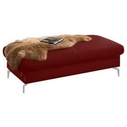 Polsterhocker W.Schillig "piedroo, Designsofa mit tollem Sitzkomfort, bequem, L-Form", rot (ruby rot z59), B:141cm H:42cm T:70cm, Longlife Xtra-Leder Z59: Glattleder mit modischer Pr&auml;gung. Hautst&auml;rke 0, 9 - 1, 1 mm, Hocker, Polsterhocker, F&uuml;&szlig;e in Silber matt