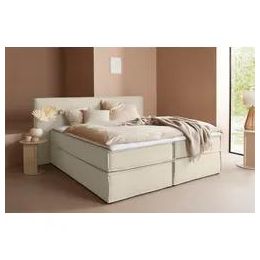 Boxspringbett "Yuma", beige, B:213cm L:213cm, 100% Polyester, LeGer Home by Lena Gercke, Komplettbetten, Boxspringbett, incl. Topper, in 4 Breiten, 3 Matratzenarten und je 2 H&auml;rtegraden