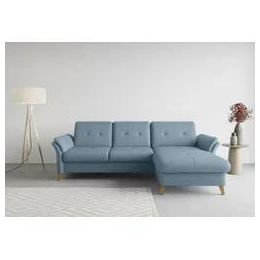 Sit & More Ecksofa SIT & MORE "G&ouml;teborg", blau (eisblau), B:268cm H:90cm T:176cm, Sofas, Ecksofa, Sitztiefenverstellung und Federkern, wahlweise mit Bettfunktion