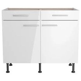 Unterschrank Optifit "Klara", wei&szlig; (wei&szlig; lackiert, wei&szlig;), B:100cm H:87cm T:58,4cm, Holzwerkstoff, Schr&auml;nke, Unterschrank, Breite 100 cm