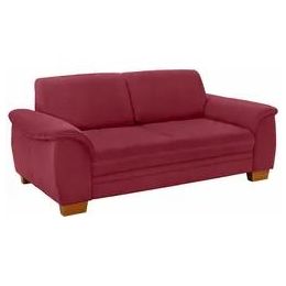 3-Sitzer Home Affaire "Husum", rot (bordeaux), B:208cm H:90cm T:106cm, Luxus-Microfaser in Lederoptik (100% Polyester);Luxus-Microfaser ALTARA NUBUCK (100% Polyester);Luxus-Microfaser mit Druck (100% Polyester), Sofas, mit Sitztiefenverstellung, Kontrastnaht und Federkern