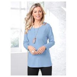 Langarmshirt Classic Basics "Shirt", Damen, Gr. 56, blau (hellblau), 100% Baumwolle, unifarben, Rundhals, Shirts Langarmshirt