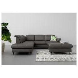 Sit & More Ecksofa SIT & MORE "Maggiore L-Form", grau (anthrazit), B:261cm T:224cm, 100% Polyester, Sofas, Ecksofa, wahlweise mit Kopfteilverstellung, Schlaffunktion und Stauraum