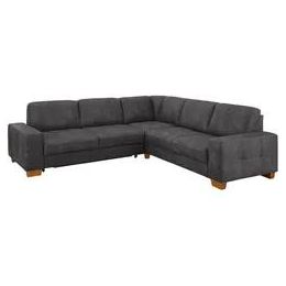 Ecksofa Home Affaire "Puccini L-Form", grau (anthrazit), B:276cm H:86cm T:271cm, Luxus-Microfaser Lederoptik (100% Polyester);Luxus-Microfaser (100% Polyester);Luxus-Microfaser ALTARA NUBUCK (100% Polyester), Sofas, Ecksofa, mit Federkern, Sitztiefenverstellung, Kontrastnaht