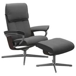 Relaxsessel stressless "Admiral", grau (grau batick), B:84cm H:100cm T:73cm, Leder BATICK: BATICK ist ein leicht korrigiertes, durchgef&auml;rbtes und genarbtes M&ouml;belleder, bei dem die meisten Unebenheiten und Spuren in der Regel entfernt wurden., Sessel, Relaxsessel, mit Cross Base, Gr&ouml;&szlig;e M & L, Holzakzent Wenge