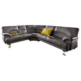 Ecksofa Trendmanufaktur "Cecilia in italienischem Design, modern und komfortabel, L-Form", braun, B:280cm H:87cm T:240cm, NaturLEDER (echtes Rindsleder) in Sitz und R&uuml;cken. Korpus in passendem Kunstleder SOFTLUX bezogen;Luxus-Microfaser ALCAZAR (100% Polyester);Kunstleder SOFTLUX;Microfaser PRIMABELLE (100% Polyester), Sofas, Ecksofa, bequeme Armlehnen, mit langem Schenkel