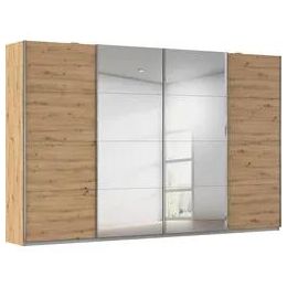 Schwebet&uuml;renschrank Rauch "Kleiderschrank Schrank Garderobe W&auml;scheschrank Ankleide SYNCRONO", braun (eichefarben artisan, spiegel), B:361cm H:230cm T:62cm, Holzwerkstoff, Schr&auml;nke, Schwebet&uuml;renschrank, Mittelt&uuml;ren mit praktischer Synchron-&Ouml;ffnung MADE IN GERMANY
