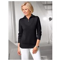 Troyer Casual Looks "Pullover", Damen, Gr. 48, schwarz, 50% Baumwolle, 50% Polyacryl, meliert, unifarben, figurumspielend, Pullover Troyer