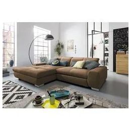 Ecksofa "SO 1200 inkl. Sitztiefen- & R&uuml;ckenverstellung f&uuml;r hohen Sitzkomfort", braun (nussbraun gdu 24), B:276cm H:89cm T:198cm, 100% Polyester, SET ONE BY Musterring, Sofas, Ecksofa, wahlweise mit Bettfunktion und Stauraum, L-Form, auch in Cord Bezug, Topseller