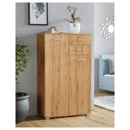 Kombikommode Priess, beige (astkernbuchefarben), B:82cm H:135cm T:38cm, Holzwerkstoff, Sideboards, Kombikommode
