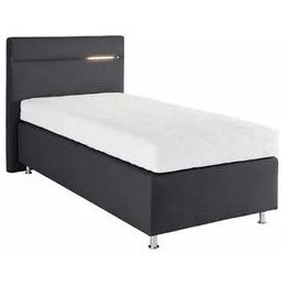 Boxspringbett, grau (strukturstoff anthrazit), mit LED-Beleuchtung, Liegefl&auml;che B/L: 100cm x 200cm, H2 + H2, Bonnell-Federkernmatratze, Bezug Unterbox und Kopfteil: Strukturstoff (77% Polyester und 23% Viskose);Bezug Obermatratze 100% Polyester, waschbar bis 60C, Westfalia Schlafkomfort, Komplettbetten, Boxspringbett, wahlweise mit LED-Beleuchtung
