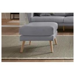 Hocker OTTO HOME "Bille", grau (hellgrau), B:58cm H:45cm T:58cm, Struktur (100% Polyester);Struktur fein (100% Polyester);Samtoptik (100% Polyester);Luxus-Microfaser weich (100% Polyester), Hocker, Sitzhocker, mit Eiche-Beinen, Design by Morten Georgsen