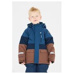 Skijacke ZIGZAG "Taylora", Jungen, Gr. 104, blau (blau, braun), 90% Polyester, 10% Elasthan, mehrfarbig, normal, ohne Ausschnitt, Jacken Skijacke, mit wind- und wasserdichter TPU-Membran