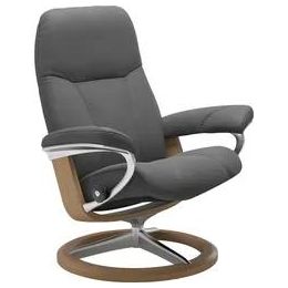Relaxsessel stressless "Consul", grau (grau batick), B:82cm H:102cm T:72cm, Leder BATICK: BATICK ist ein leicht korrigiertes, durchgef&auml;rbtes und genarbtes M&ouml;belleder, bei dem die meisten Unebenheiten und Spuren in der Regel entfernt wurden.;Leder PALOMA: PALOMA ist ein durchgef&auml;rbtes Semianilin-M&ouml;belleder mit nat&uuml;rlicher Narbung.;ROHLEDER Stoff Q2 FARON: Ein fester zuverl&auml;ssiger Boucl&eacute; mit einem s