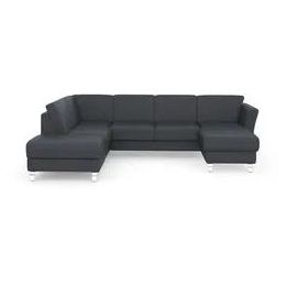 Sit & More Wohnlandschaft SIT & MORE "Visby U-Form", grau (dunkelgrau), B:303cm H:87cm T:213cm, Sofas, Wohnlandschaft, Wahlweise mit Bettfunktion und Stauraum, frei im Raum stellbar