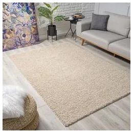 Hochflor-Teppich Sanat "LOCA" Gr. 3, beige, B:120cm H:30mm L:170cm, Kunstfaser, Teppiche, Wohnzimmer, Langflor, Shaggy, Schlafzimmer