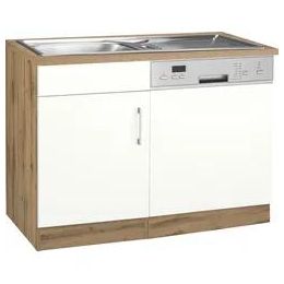 Sp&uuml;lenschrank KOCHSTATION "KS-Colmar", wei&szlig;, B:110cm H:85cm T:60cm, Holzwerkstoff, Schr&auml;nke, Sp&uuml;lenschrank, 110 cm, Front und Sockelblende f&uuml;r teilintegrierten Geschirrsp&uuml;ler