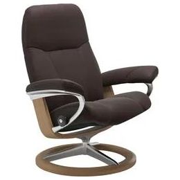 Relaxsessel stressless "Consul", braun (chocolate paloma), B:82cm H:102cm T:72cm, Leder BATICK: BATICK ist ein leicht korrigiertes, durchgef&auml;rbtes und genarbtes M&ouml;belleder, bei dem die meisten Unebenheiten und Spuren in der Regel entfernt wurden.;Leder PALOMA: PALOMA ist ein durchgef&auml;rbtes Semianilin-M&ouml;belleder mit nat&uuml;rlicher Narbung.;ROHLEDER Stoff Q2 FARON: Ein fester zuverl&auml;ssiger Boucl&eacute; mit e