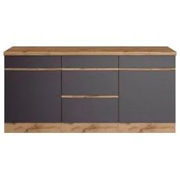 Unterschrank KOCHSTATION "KS-Riesa", grau (matt grau), B:180cm H:86cm T:60cm, Holzwerkstoff, Schr&auml;nke, Unterschrank, Breite 180 cm, MDF-Fronten