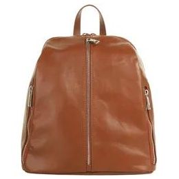Cityrucksack Samantha Look, Damen, Gr. B/H/T: 30cm x 20cm x 5cm, onesize, braun (cognac), Leder, Rindsleder, unifarben, Rucks&auml;cke Cityrucksack, echt Leder, Made in Italy
