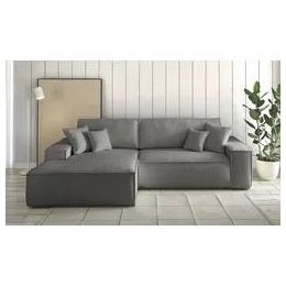 Ecksofa OTTO HOME "FINNLEY, L-Form 257 cm, Schlafsofa", grau (hellgrau), B:267cm H:85cm T:167cm, Bezugstoff aus 90% recyceltem Material ;Aqua Clean ;Gramatur 580g/ qm +/- 5%, Sofas, Ecksofa, mit Bettkasten, in Boucl&eacute;, Struktur fein und Mega Cord