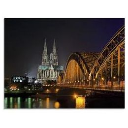 Glasbild Artland "K&ouml;lner Dom mit Br&uuml;cke", schwarz (farbe bild(er): schwarz), B:80cm H:60cm, Bilder, in verschiedenen Gr&ouml;&szlig;en