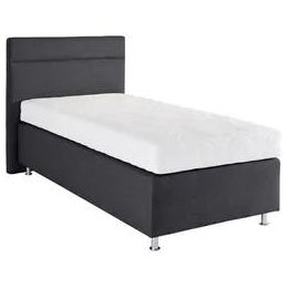 Boxspringbett, grau (strukturstoff anthrazit), ohne LED-Beleuchtung, Liegefl&auml;che B/L: 100cm x 200cm, H3, 5-Zonen-Tonnentaschen-Federkernmatratze, Bezug Unterbox und Kopfteil: Strukturstoff (77% Polyester und 23% Viskose);Bezug Obermatratze 100% Polyester, waschbar bis 60C, Westfalia Schlafkomfort, Komplettbetten, Boxspringbett, wahlweise mit LED-Beleuchtung
