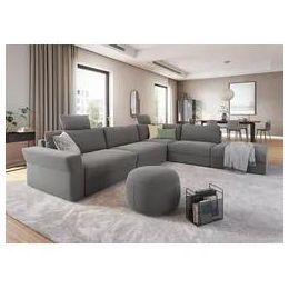 Sit & More Ecksofa SIT & MORE "Cadabra L-Form", grau, B:356cm H:80cm T:292cm, Samtoptik (100% Polyester);Soft clean (98% Polyester, 2% Polyamid);Struktur fein (100% Polyester), Sofas, Ecksofa, Breite 356 cm, mit Sitztiefenverstellung