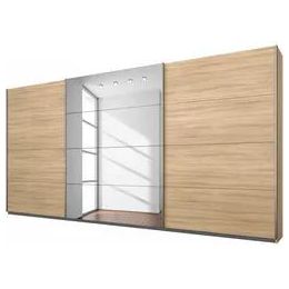 Schwebet&uuml;renschrank Rauch "Kleiderschrank Schrank Garderobe Schlafzimmerschrank DOBENE", braun (struktureichefarben hell), B:360cm H:210cm T:62cm, Holzwerkstoff, Schr&auml;nke, Schwebet&uuml;renschrank Kleiderschrank, mit gro&szlig;en Spiegelelementen, inkl. Schubladeneinsatz MADE IN GERMANY