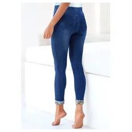 Jeansleggings Buffalo, Damen, Gr. 36, N-Gr, blau (blu denim 1670), Web, Obermaterial: 60% Viskose, 35% Polyester, 5% Elasthan, Strukturmuster, bedruckt, figurbetont lang, Jeans, Topseller