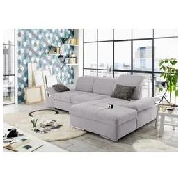 Ecksofa "SO4100 V", silber, B:284cm H:80cm T:190cm, SET ONE BY Musterring, Sofas, Ecksofa, mit verstellbaren Kopfteilen, wahlweise mit Funktionen, Cord-Bezug
