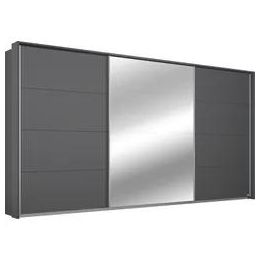 Schwebet&uuml;renschrank Rauch "Kleiderschrank Schrank Garderobe CORTONA mit Passepartout", grau (graumetallic), B:368cm H:233cm T:64cm, Holzwerkstoff, Schr&auml;nke, Schwebet&uuml;renschrank, und optionaler Beleuchtung inkl. Inneneinteilung 2 Boxen und B&ouml;den