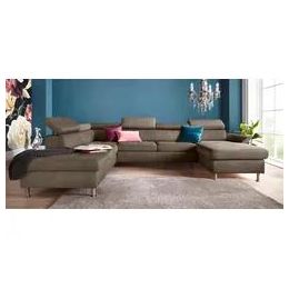Wohnlandschaft exxpo - SOFA FASHION "Maretto, bequem und komfortabel, viel Platz, Breite 330cm, U-Form", grau (delphin), B:330cm H:96cm T:230cm, Luxus-Microfaser Vintageoptik (100% Polyester);Webstoff, Sofas, Wohnlandschaft, inkl. Kopfteilverstellung f&uuml;r mehr Sitzkomfort, wahlweise Bettfunktion