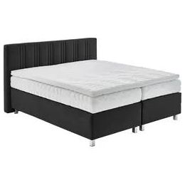 Boxspringbett, schwarz, B:195cm L:210cm, Bezug: 100% Polyester;Polsterung: 100% Polyester, Westfalia Schlafkomfort, Komplettbetten, Boxspringbett, wahlweise mit Bettkasten und Topper