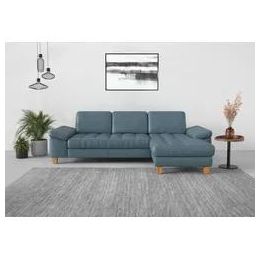 Sit & More Ecksofa SIT & MORE "Westham L-Form", bunt (graublau), B:275cm H:88cm T:172cm, 100% Polyester, Sofas, Ecksofa, mit Recamiere, mit oder ohne Bettfunktion, Bettkasten, F&uuml;&szlig;e Eiche