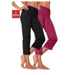Caprihose Vivance ACTIVE, Damen, Gr. 36/38, N-Gr, rosa (1x schwarz, 1x himbeere), Single Jersey, Obermaterial: 95% Baumwolle, 5% Elasthan. Obermaterial 2: 60% Baumwolle, 35% Polyester, 5% Elasthan, unifarben, Basic, eng 3/4-L&auml;nge, Hosen Caprihose, mit Gummibund, Loungewear