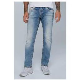 Regular-fit-Jeans CAMP DAVID, Herren, Gr. 30, L&auml;nge 34, blau, Denim/Jeans, Material: 98% Baumwolle, 2% Elasthan, Zusatz: Enth&auml;lt nichttextile Teile tierischen Ursprungs (Badge), Abriebeffekte, regular fit, Jeans, mit breiten N&auml;hten