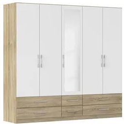 Kleiderschrank Rauch "Schrank Garderobe W&auml;scheschrank HERSBRUCK in 2 Breiten", wei&szlig; (eiche sonoma, alpinwei&szlig;), B:226cm H:210cm T:54cm, Holzwerkstoff, Schr&auml;nke, Kleiderschrank, mit 6 gro&szlig;z&uuml;gigen Schubladen sowie Spiegelt&uuml;ren MADE IN GERMANY