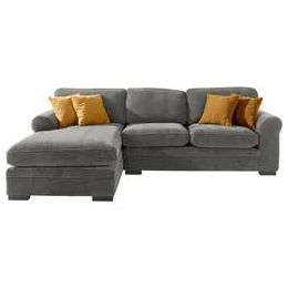 Ecksofa Home Affaire "Broughton L-Form", grau, B:279cm H:92cm T:178cm, 100% Polyester, Sofas, Ecksofa, weicher Sitzkomfort, incl. 4 Zierkissen, Keder