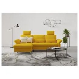 Ecksofa Home Affaire "Palm Beach L-Form", braun (messing), B:275cm H:89cm T:175cm, 98%Polyester, 2%Polyamid, Sofas, Ecksofa, Federkern, mit Sitztiefenverstellung, wahlweise mit Bettfunktion